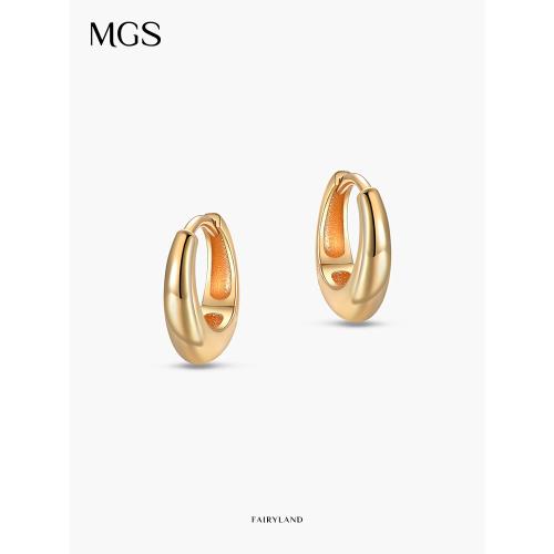 曼古銀18K高級感素圈女金耳環|耳環|ETMall東森購物網