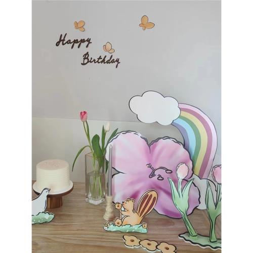 韓式ins風寶寶生日派對桌面裝飾KT板拍照道具擺件甜品臺氛圍立牌|節日裝扮用品|ETMall東森購物網