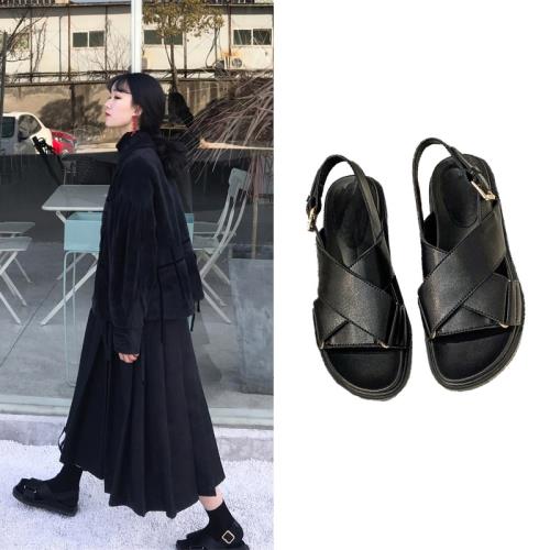 胖腳寬肥設計感小眾低跟3cm涼鞋|時裝涼鞋|ETMall東森購物網