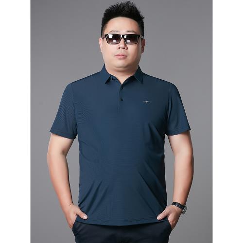 短袖T恤男寬松大碼冰絲翻領胖子休閑加肥加大中年爸爸夏裝Polo衫|T恤|ETMall東森購物網