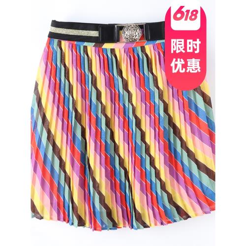 諾諾E站 【GS】夏裝 多彩七色燙金百褶垂感側邊拉鏈短裙半身裙女|半身裙|ETMall東森購物網