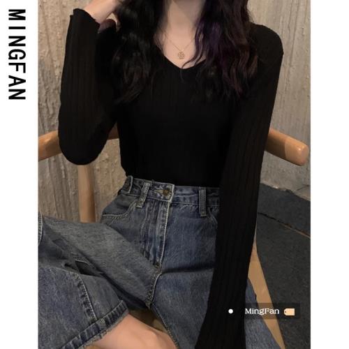 2022年早秋季V領修身簡約ins套頭|毛針織衫|ETMall東森購物網