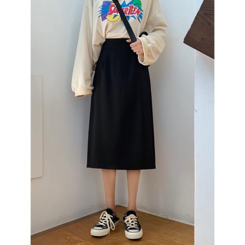 150直筒半身裙女小矮個子春秋中長款145顯高155搭配開叉a字xs百搭|半身裙|ETMall東森購物網