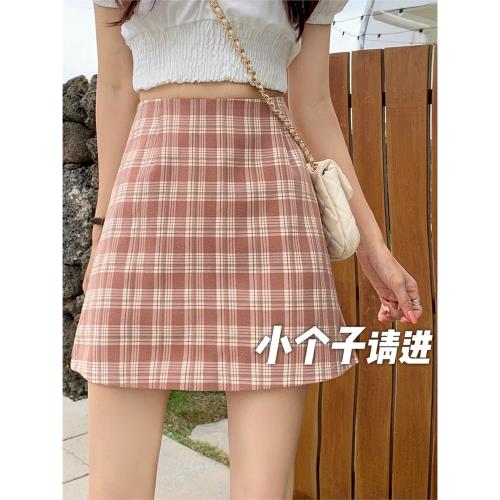 145小矮個子bm風格子半身短裙a字包臀開叉顯高夏xs小碼穿搭配|半身裙|ETMall東森購物網
