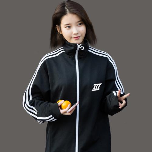 IU李知恩明星同款運動上衣秋季寬松拉條拉鏈開衫字母休閑外套女|短外套|ETMall東森購物網