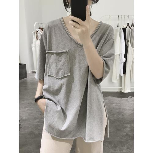 花灰色短袖ins韓版上衣純棉t恤|T恤|ETMall東森購物網