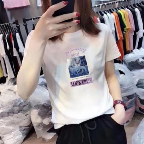 洋氣胖mm純棉字母打底短袖T恤|T恤|ETMall東森購物網