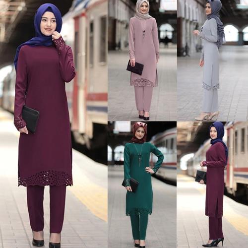 馬來西亞女民族風連衣裙女士兩件套2020新款沙特長袍褲子女abaya|時尚套裝|ETMall東森購物網