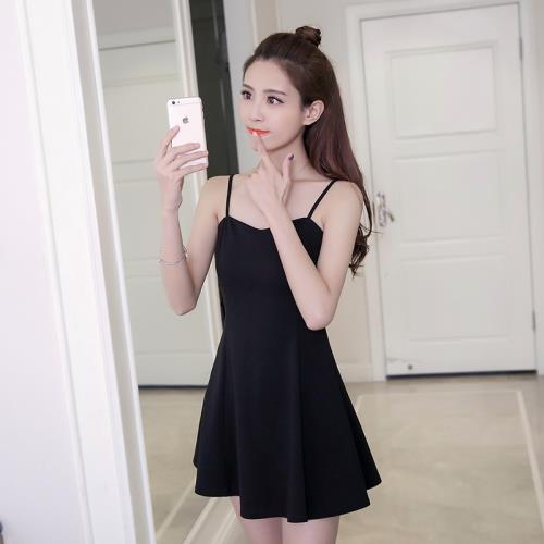 145 150 155小個子XS小碼黑色吊帶裙夏嬌小女神肩帶可調節連衣裙|洋裝|ETMall東森購物網