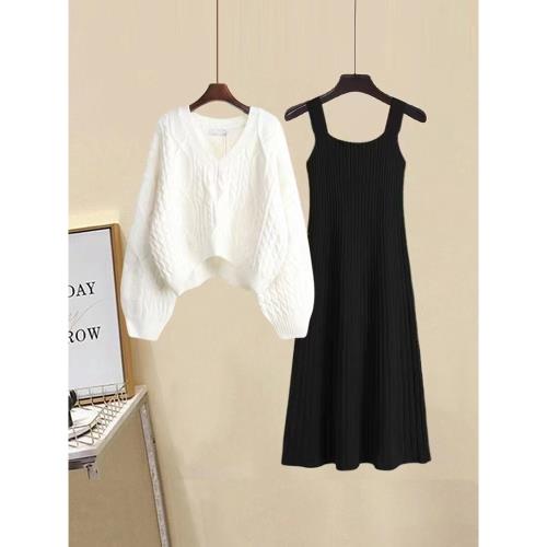 嬌小矮個子150顯高145秋冬女裝155套裝寬松毛衣搭配吊帶裙兩件套|毛針織衫|ETMall東森購物網