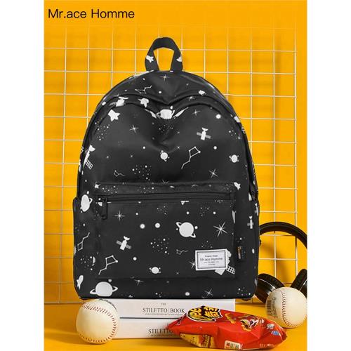Mr.acehomme女雙肩包時尚潮款印花背包學院風星空書包日韓電腦包|雙肩背包|ETMall東森購物網