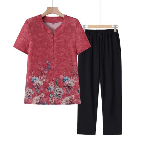 中老年人夏裝襯衫女短袖開衫媽媽套裝60歲70-80老人衣服上衣T恤衫|特殊服飾|ETMall東森購物網