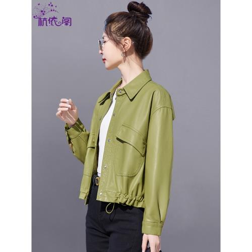 PU皮衣外套女短款2025新款春秋高級感小個子寬松復古氣質pu皮夾克|短外套|ETMall東森購物網