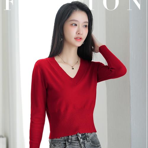 長袖V領2022年秋冬ins針織上衣|毛針織衫|ETMall東森購物網