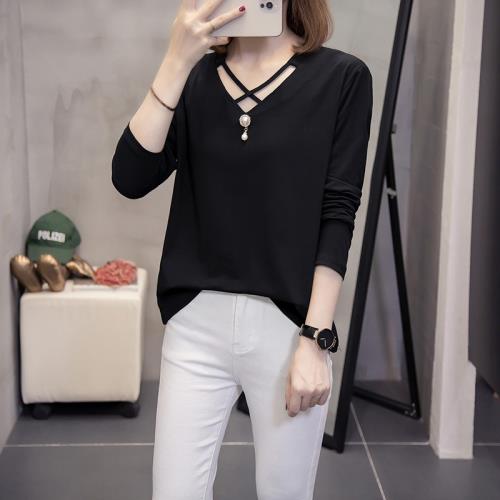 減齡春季長袖V領百搭打底衫T恤|T恤|ETMall東森購物網