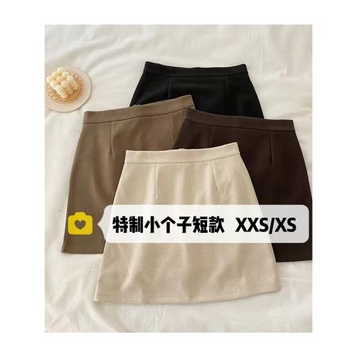 小個子秋冬半裙女a裙子咖色春秋季呢子短裙毛呢半身裙A字包臀裙XS|半身裙|ETMall東森購物網