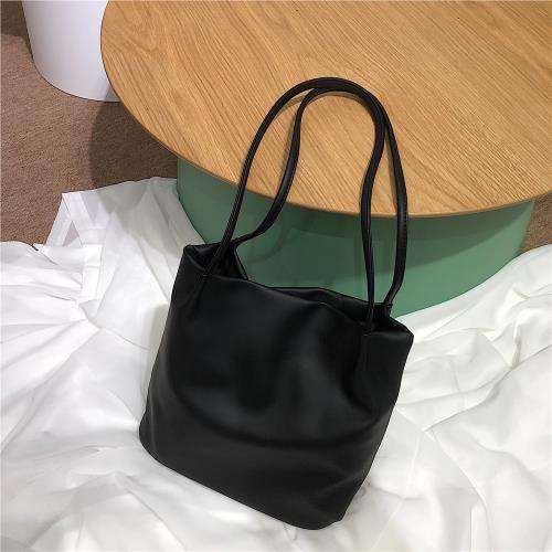 2021韓國簡約女包休閑純色PU軟皮單肩水桶包ins新款百搭手提女包|水桶包|ETMall東森購物網