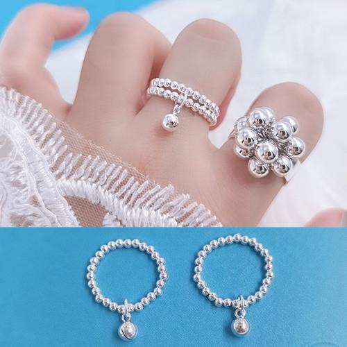S925純銀戒指 網紅圓珠吊墜鈴鐺 有彈力串珠指環不掉色轉運珠女戒|戒指/指環|ETMall東森購物網