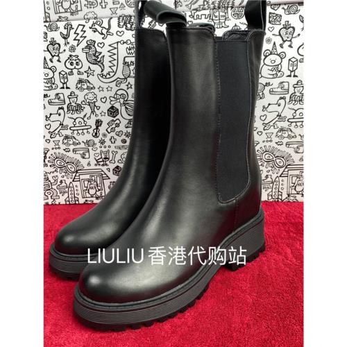 24年秋冬新款牛皮切爾西煙囪靴內增高中筒11cm馬丁靴女鞋YF566DVZ|時裝靴|ETMall東森購物網