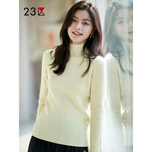 23區日系修身羊絨混紡半高領毛衣|毛針織衫|ETMall東森購物網
