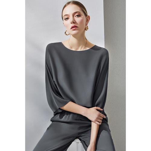 U.N.Q 高品質 絲滑裸感6A真絲彈力雙面緞寬松重磅桑蠶絲上衣女|真絲上裝|ETMall東森購物網