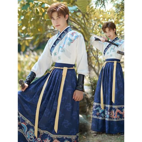 古風長袍淺藍色男士漢服大袖衫|漢服|ETMall東森購物網