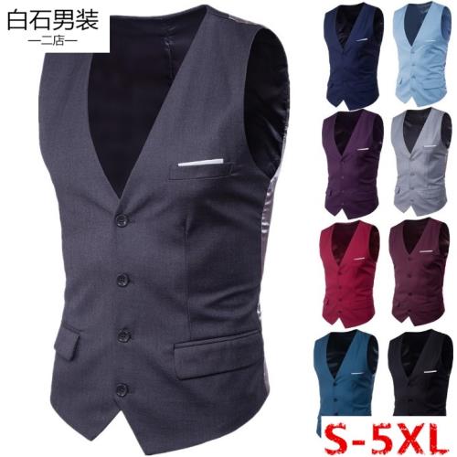 春季英倫修身純色西裝馬甲男士西服馬夾背心商務休閑職業正裝6XL|背心|ETMall東森購物網