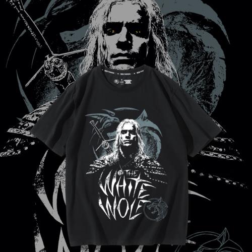 美劇獵魔人3大超杰洛特周邊衣服復古印花夏季寬松純棉男女短袖t恤|T恤|ETMall東森購物網