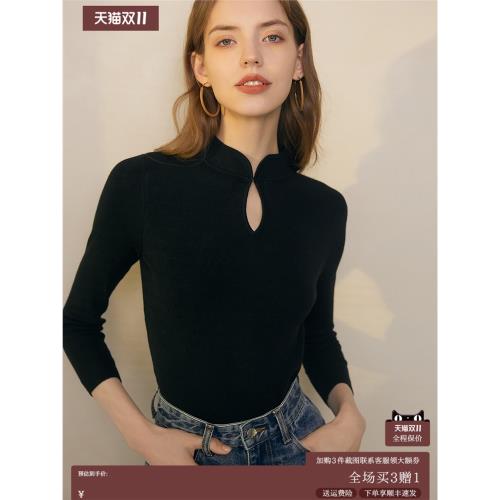 Mix Selection| 心漾 中式上衣秋冬2025年修身設計感女九分袖打底|毛針織衫|ETMall東森購物網