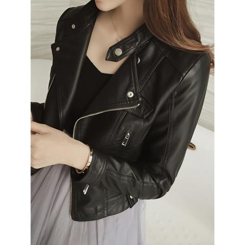 網紅黑色皮衣外套女春秋2025年新款復古pu皮機車服短款修身皮夾克|皮衣|ETMall東森購物網