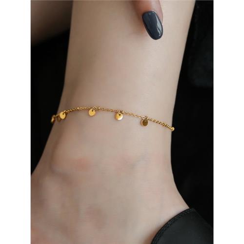 新款不掉色精致仙18K金小圓盤流蘇腳鏈女ins網紅高級感情人節|腳鍊|ETMall東森購物網