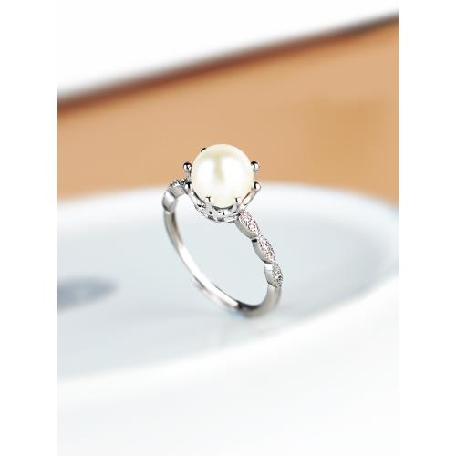 S925純銀戒指空托皇冠款鑲嵌琥珀圓珠珍珠女款無針戒托7mm8mm珠子|戒指/指環|ETMall東森購物網