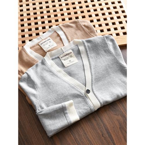 30羊毛+70精梳棉！外貿男士秋冬新款撞色拼接針織衫休閑開衫外套|針織衫/毛衣|ETMall東森購物網