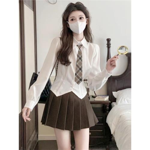 收腰長袖襯衫上衣學院風jk制服|襯衫|ETMall東森購物網