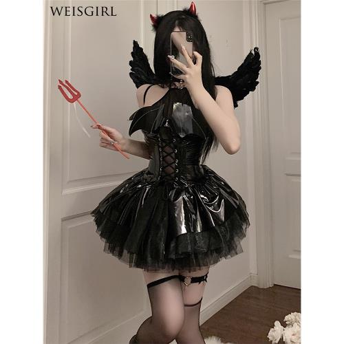 小惡魔萬圣節夜場PU皮裙暗黑制服|睡裙|ETMall東森購物網