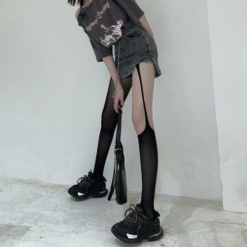 幽靈少女y2k千禧辣妹黑色絲襪|褲襪/打底襪|ETMall東森購物網