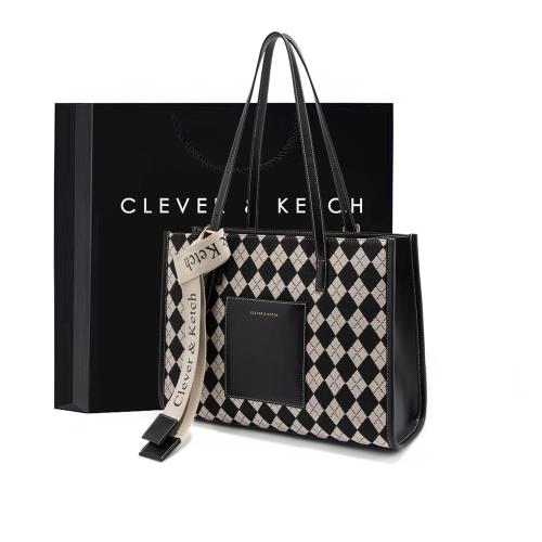Clever&Ketch小眾設計包包2025新款棋盤格大容量托特包單肩通勤包|通用款女包|ETMall東森購物網