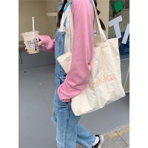 小眾字母印花sozakka帆布包韓系少女夏日色系大容量布袋單肩包韓|通用款女包|ETMall東森購物網