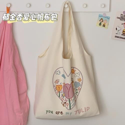 ins小眾韓式帆布袋環保單肩包|通用款女包|ETMall東森購物網