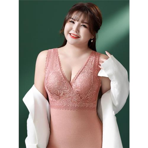 大碼德絨保暖背心馬甲磨毛免穿文胸V領自發熱打底內衣胖mm200斤冬|保暖背心|ETMall東森購物網