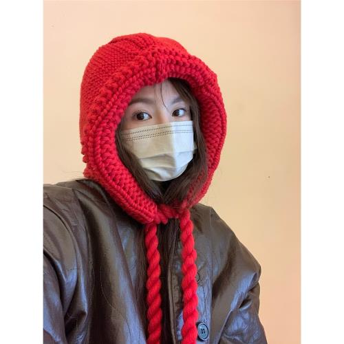 韓系ins手工鉤針巴拉克拉法帽秋冬季保暖加厚護耳針織毛線帽子女|帽子|ETMall東森購物網