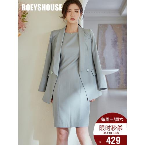 羅衣知性OL西裝套裝2024秋季新款純色西裝外套連衣裙兩件套07237|時尚套裝|ETMall東森購物網