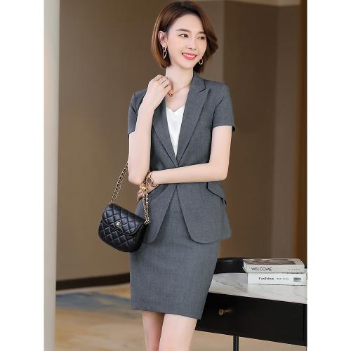 夏季新款美容師酒店工作服短袖銀行西裝套裝前臺空姐時尚OL職業裝|西裝|ETMall東森購物網