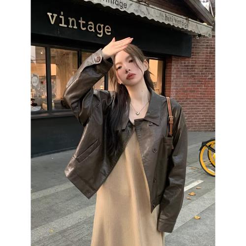 港風復古pu皮衣外套女春秋2025新款爆款高級感炸街機車服短款夾克|短外套|ETMall東森購物網