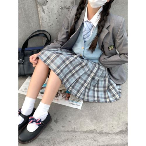 【心臟地震】垣野高 jk制服格裙原創jk制服裙女春夏百褶裙半身裙|半身裙|ETMall東森購物網