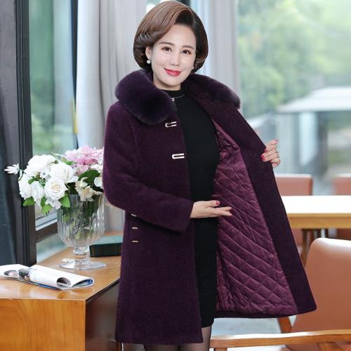 洋氣水貂絨外套50歲厚呢秋冬裝|中老年女裝|ETMall東森購物網