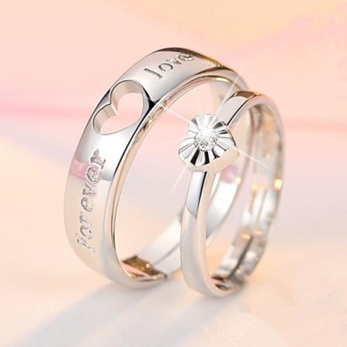s925純銀情侶戒指男女一對刻字指環活簡約學生對戒開口情侶對戒子|戒指/指環|ETMall東森購物網