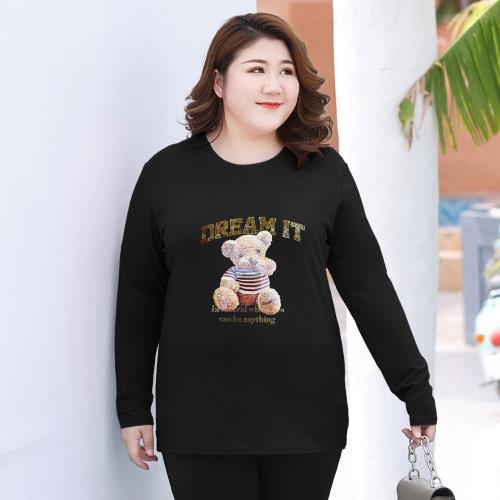 8XL胖媽媽裝秋季長袖T恤中老年加肥加大碼奶奶春秋上衣外套200斤|大尺碼連身裙|ETMall東森購物網