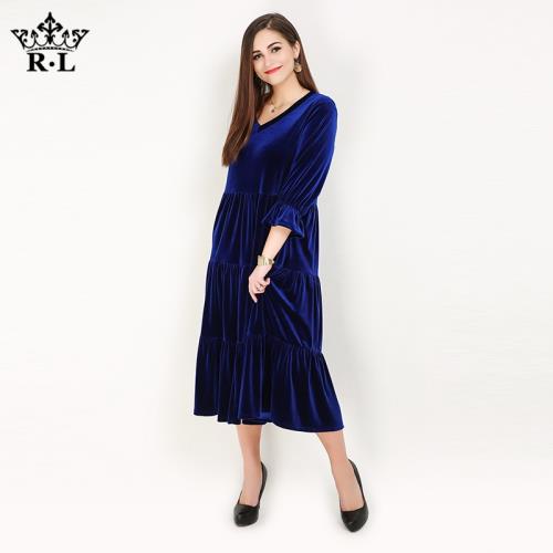 R＇L宮廷公主長裙金絲絨孕婦裙甜美顯瘦寬松加大碼長款連衣裙2036|洋裝|ETMall東森購物網