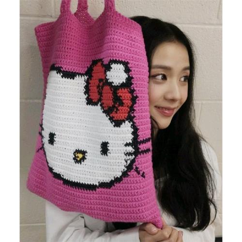 美人織江山 jisoo 金智秀同款hello KT手工編織包 明星同款單肩包|通用款女包|ETMall東森購物網